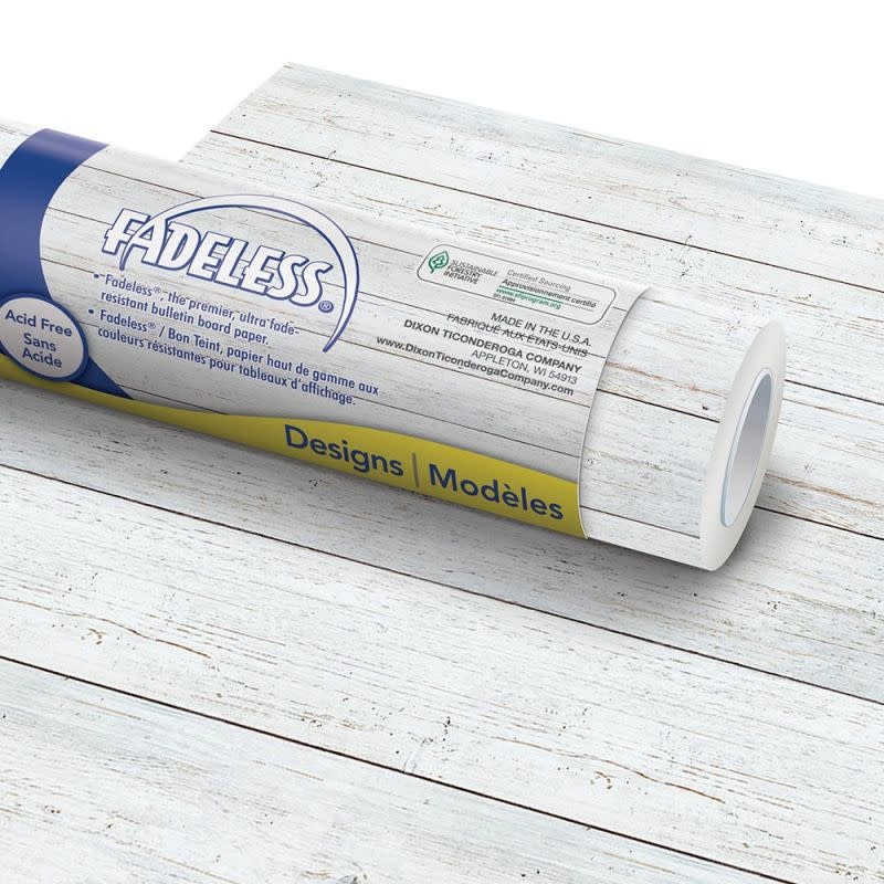 FADELESS BACKING PAPER 48" X 50' : WHITE SHIPLAP - Creative Kids