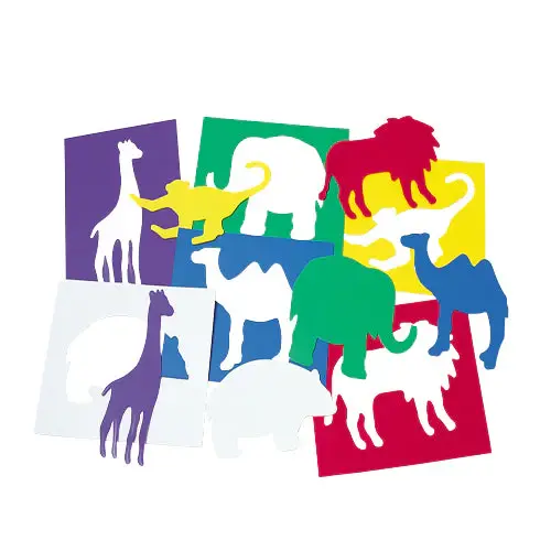 STENCIL: ZOO ANIMALS - 8.75"X6.75" - 6 PACK - Creative Kids
