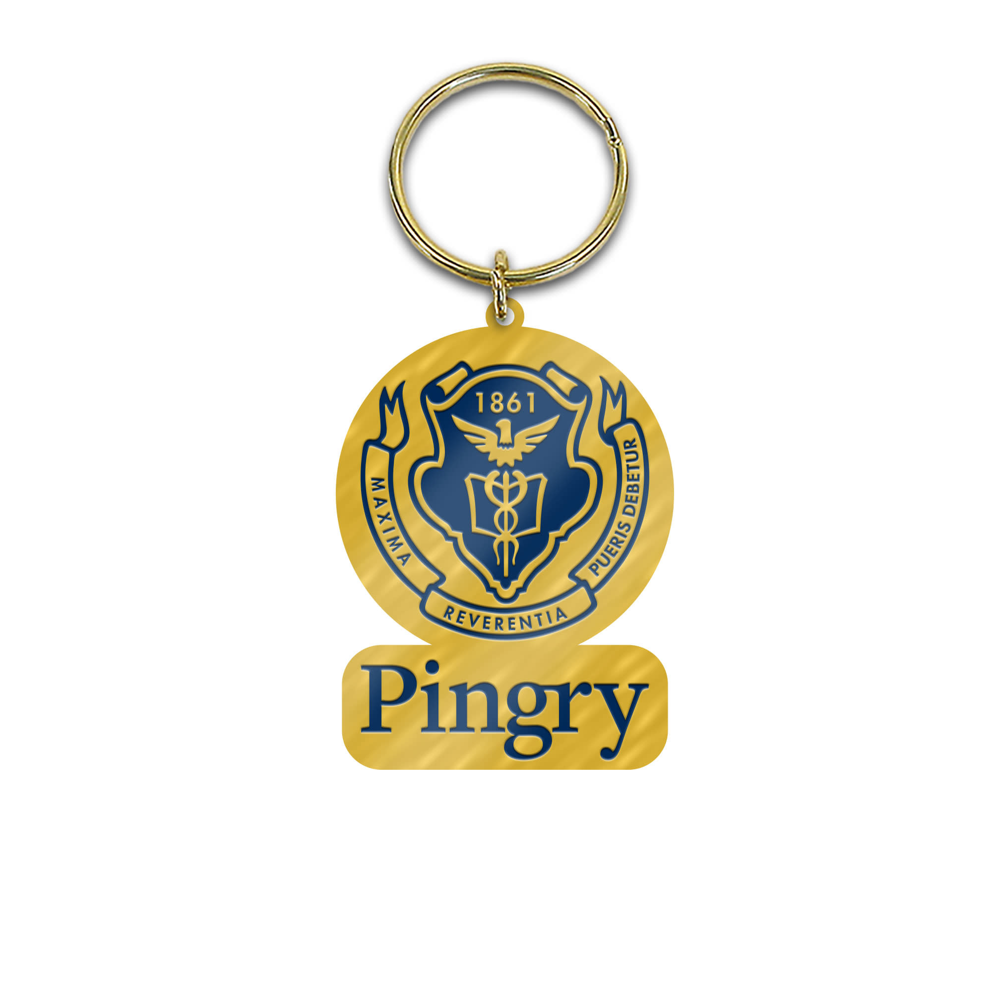 Brass Key Tag Pingry Seal - The Bear Pause