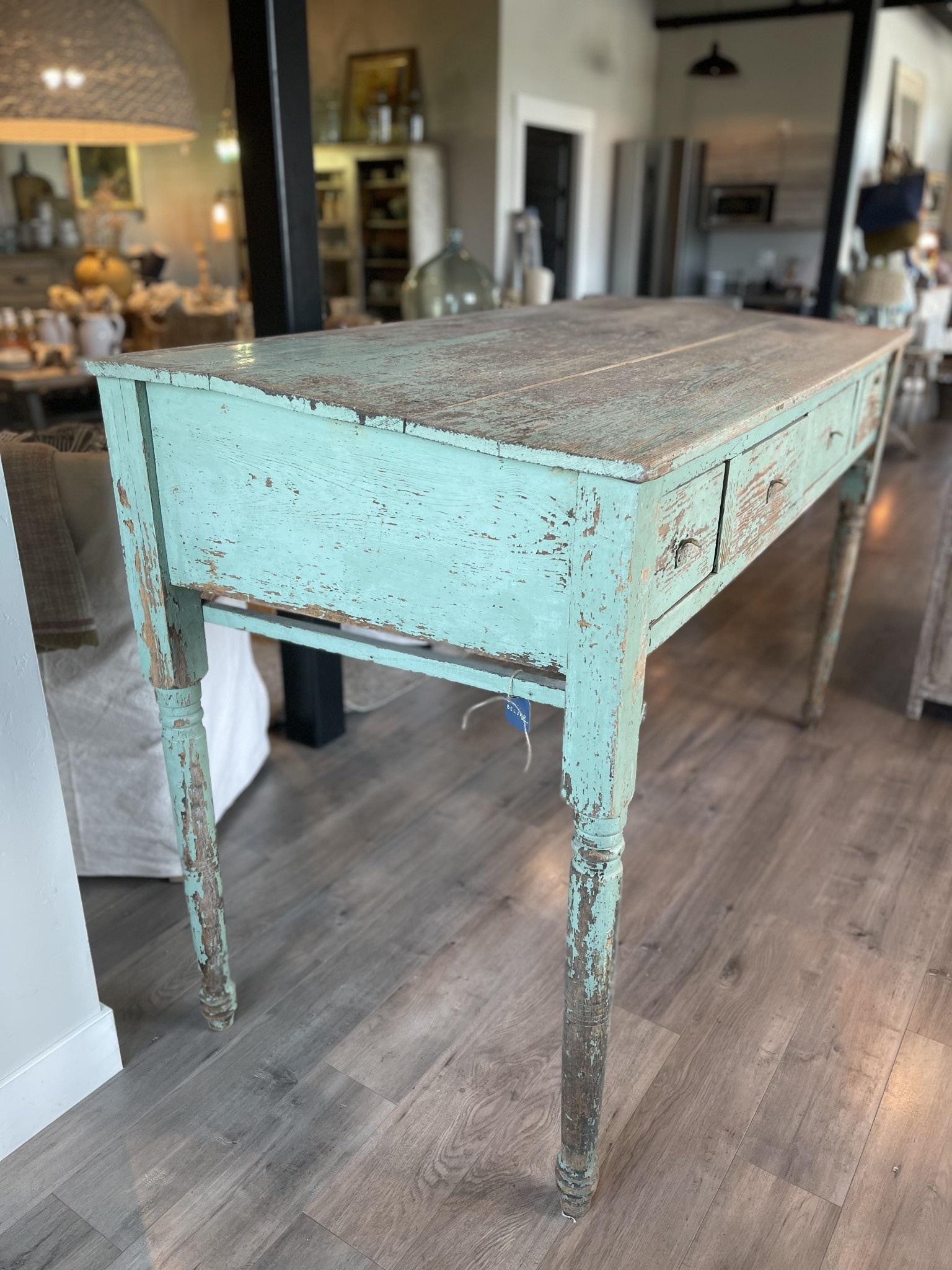 Vintage Painted Work Table Slanted W 4 Drawers Beljar Home vintage-painted-work-table-slanted-w-4-drawers-beljar-home