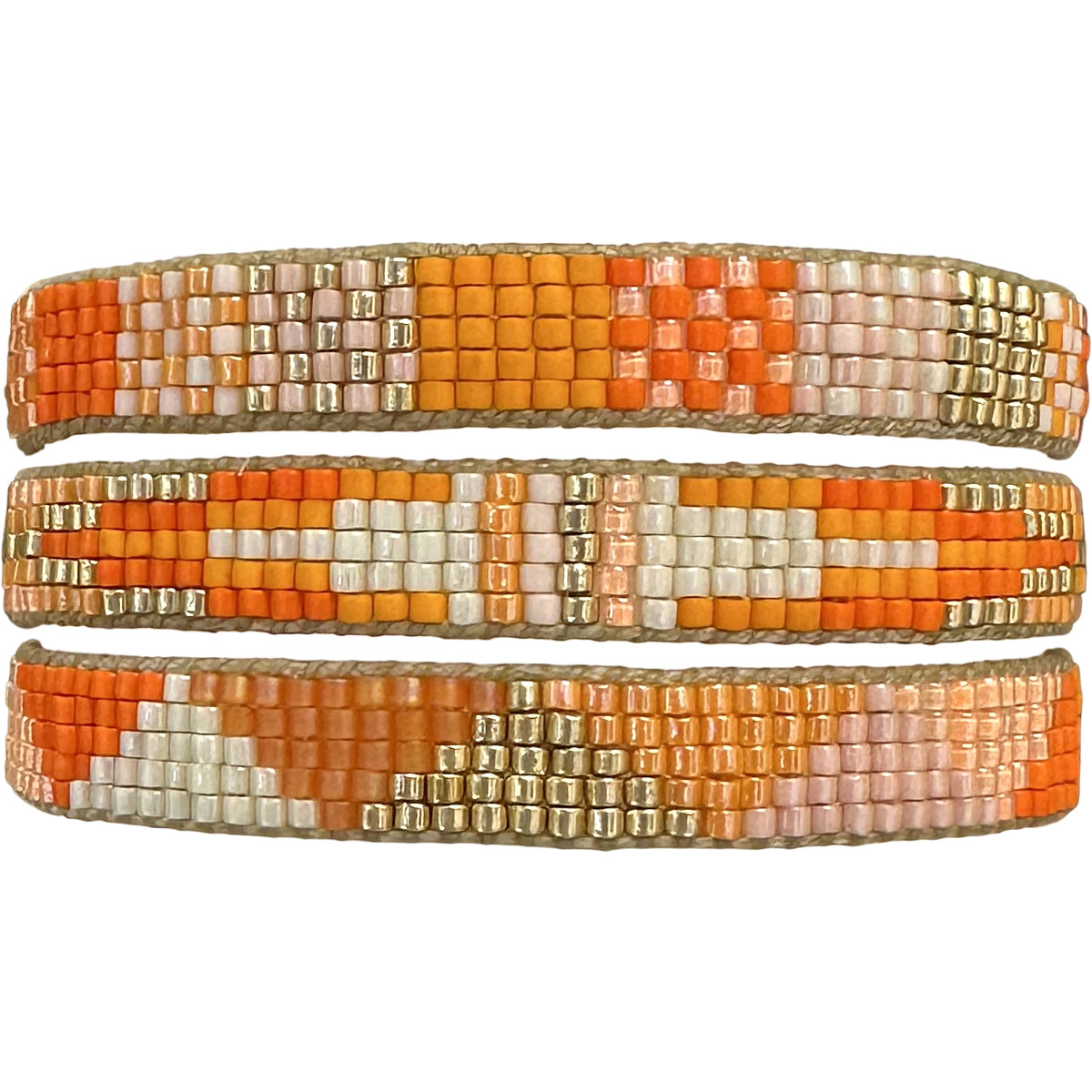 Japanese glass bead bracelet Set 2 Orange/Gold - Beljar Home