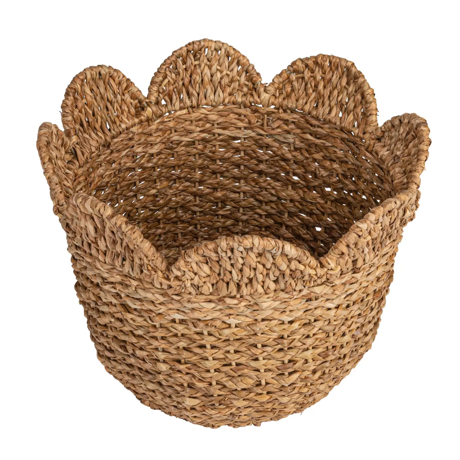 Braided Bankuan & Rattan Baskets w/ Scalloped Edge -Large - Beljar Home