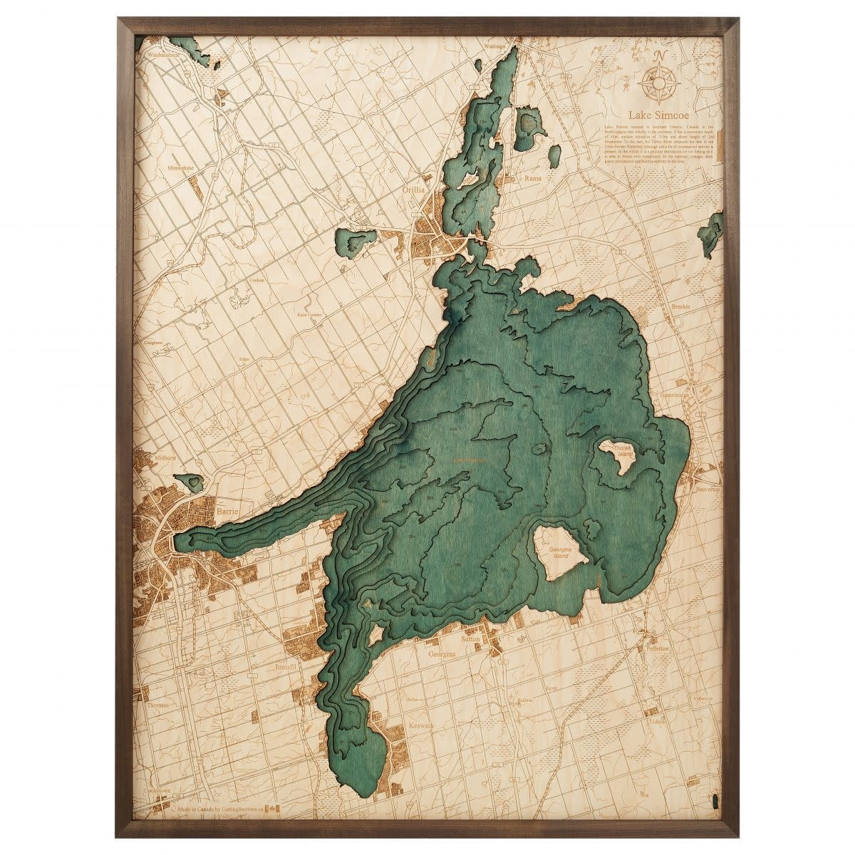 Lake Simcoe 3d Wall Map 81cmx61cm - DeFerrari Home