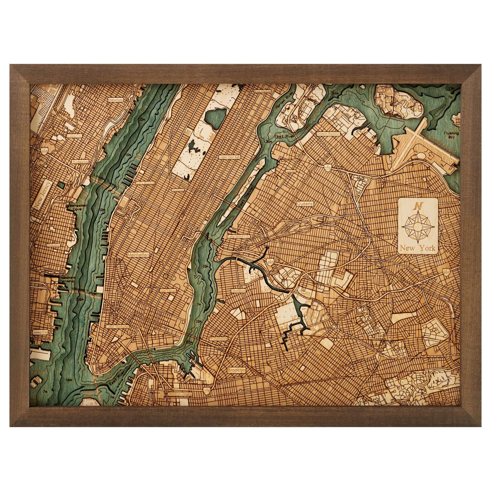 Manhattan 3d Wall Map 40.5cmx30.5cm - DeFerrari Home