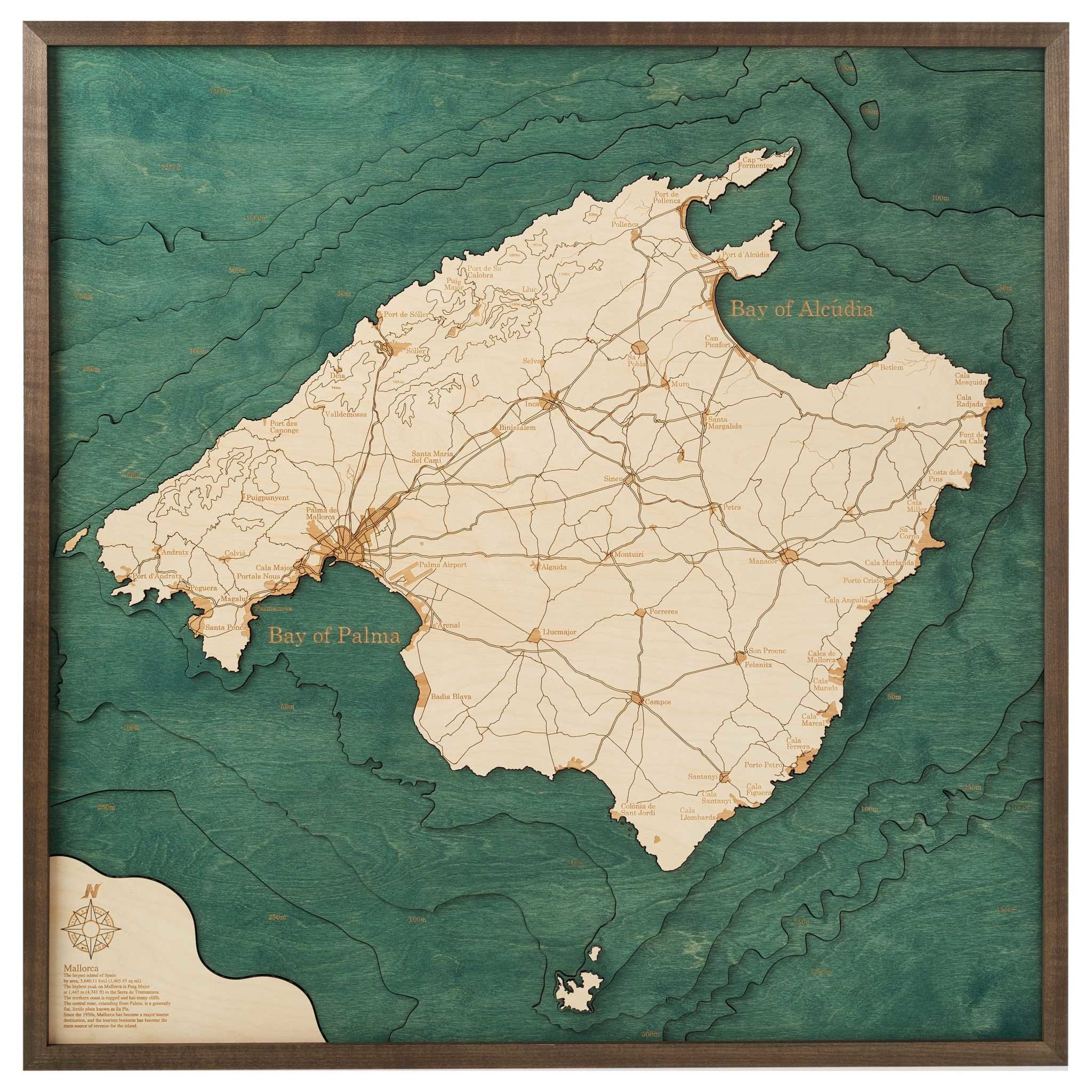 Mallorca Spain 3d Wall Map 76cmx76cm - DeFerrari Home