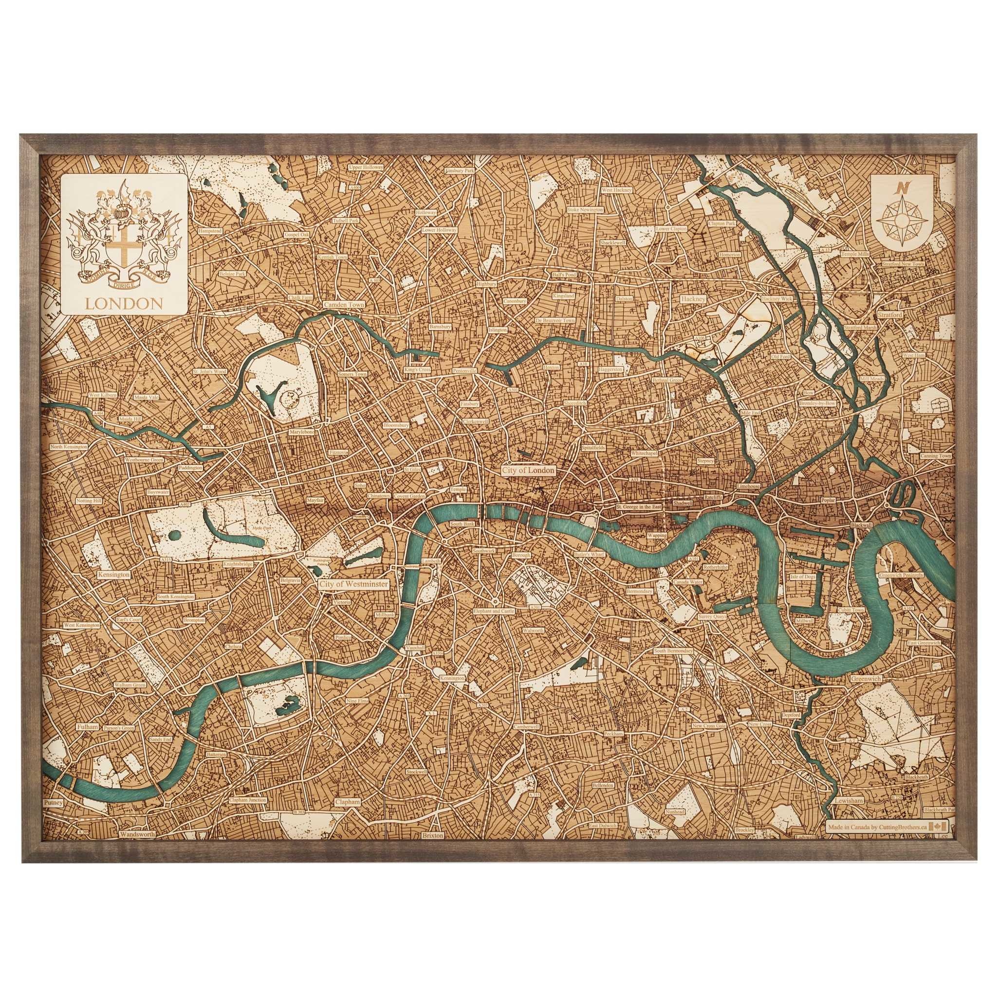 London 3d Wall Map 81cmx61cm - DeFerrari Home
