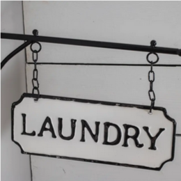 Metal Laundry Sign on Wall Bracket - DeFerrari Home