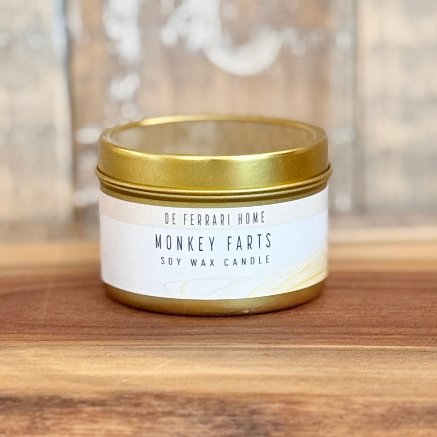 Monkey Farts Soy Wax Candle Piccola Gold Tin - DeFerrari Home | Premium ...