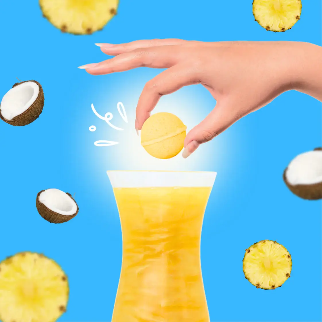 Pina Colada Glitter Cocktail Bomb | Package of 4 - DeFerrari Home