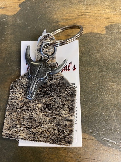 Chase Combs Leather Hair-On Large Steerhead Keychain - Nelson Royal's