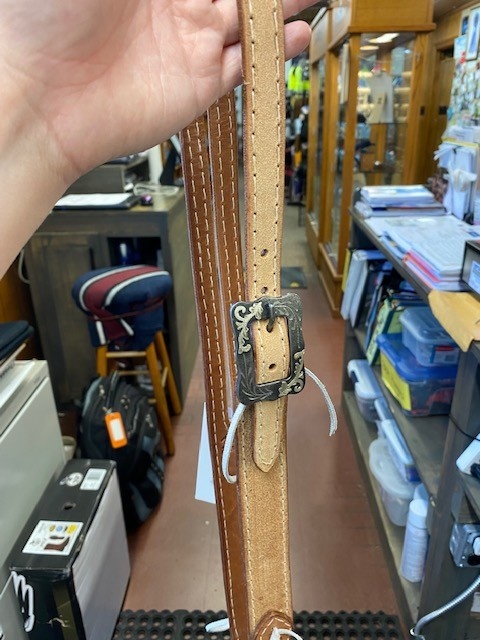 Chase Combs Leather Double Stitched Roughout Floral Buckle Slip Ear ...