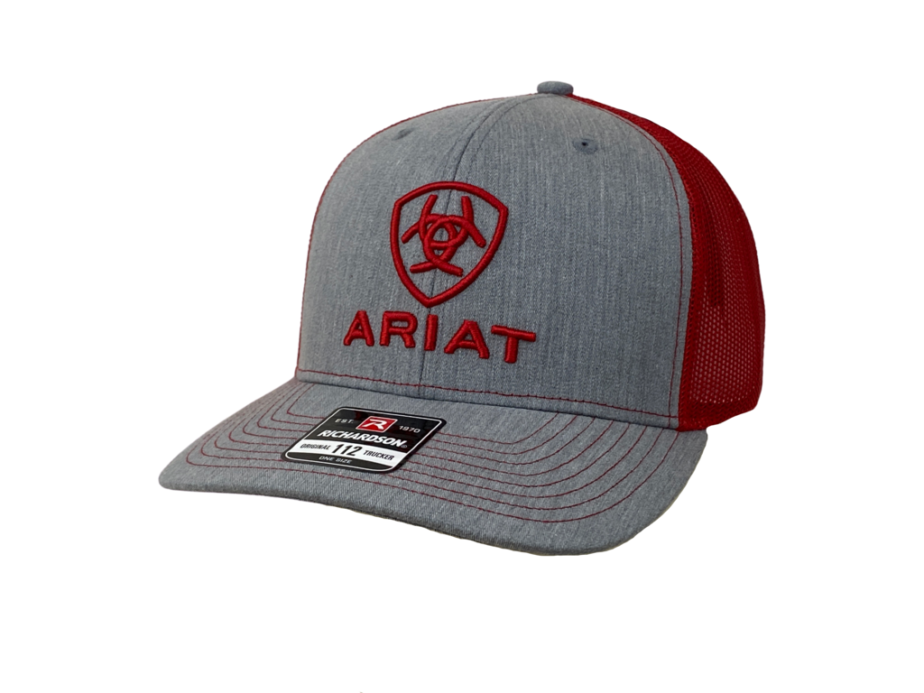 Ariat Gray/Red Logo A300005104 Ball Cap - Nelson Royal's