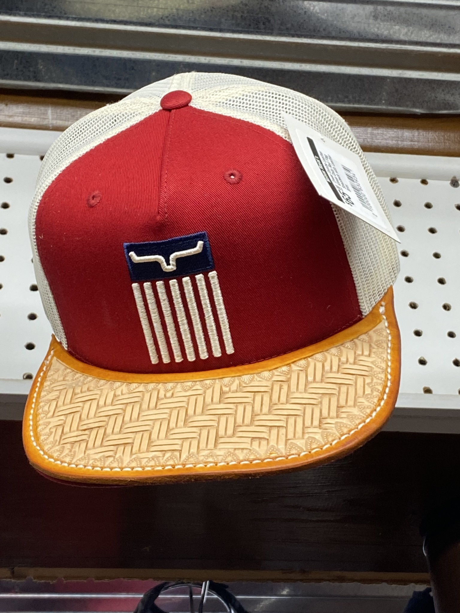 Chase Combs Leather Kimes Cody Red Flag Snapback with Leather Brim ...