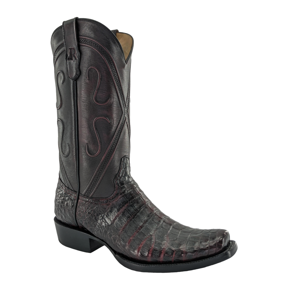 R. Watson Men's Black Cherry Caiman Belly RW2002-1 Exotic Western Boots ...