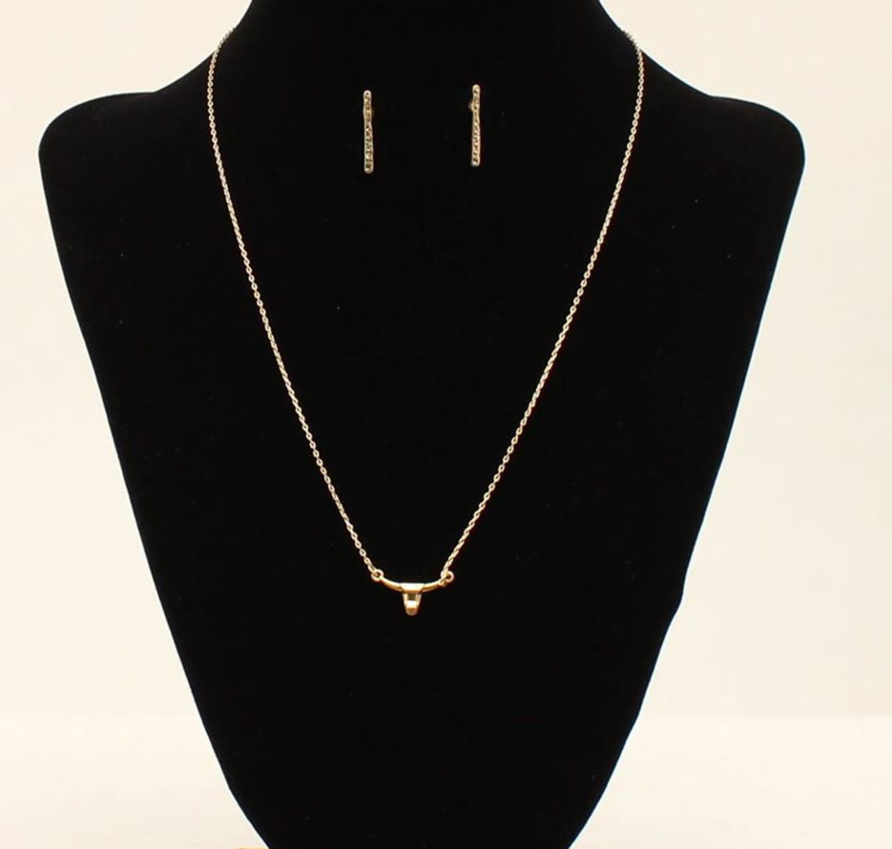 Blazin Roxx Blazin Roxx Gold Longhorn Necklace Set 30990 - Nelson Royal's
