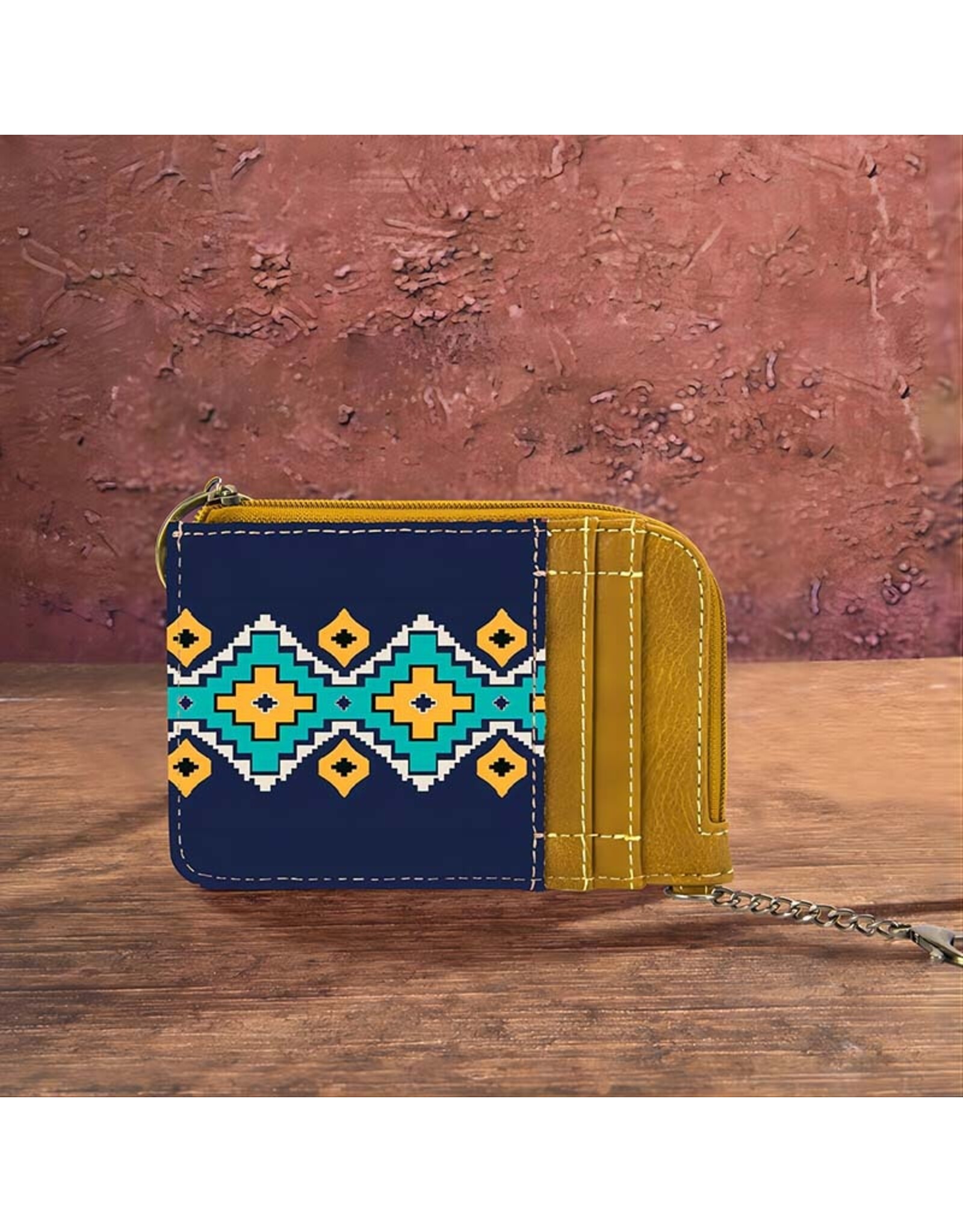 Wrangler Navy/Mustard Aztec Print Card Case WG2203-W005MST - Nelson Royal's