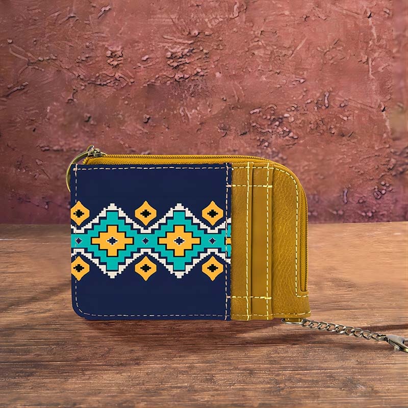Wrangler Navy/Mustard Aztec Print Card Case WG2203-W005MST - Nelson Royal's