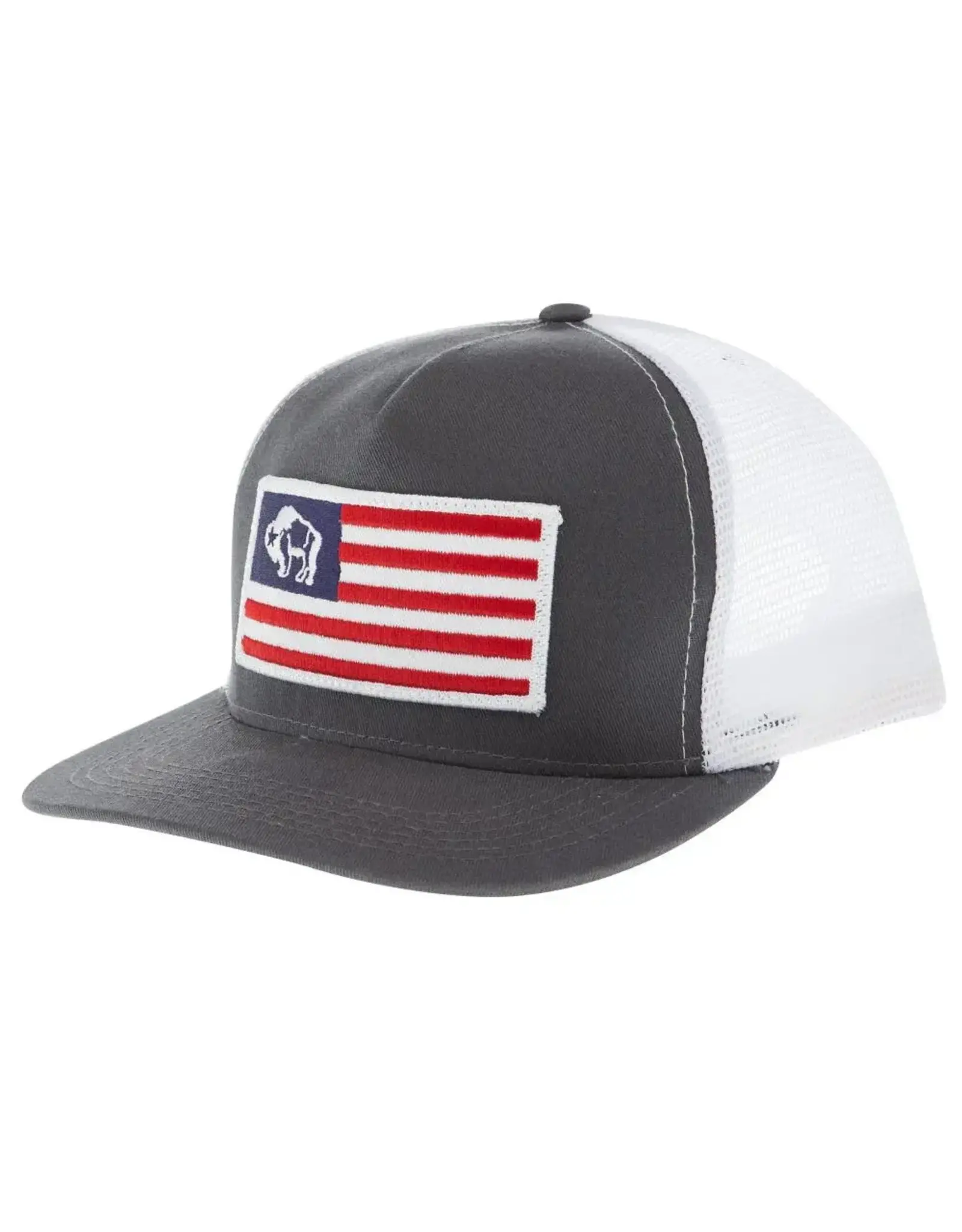 Hooey American Made Cap Co Buffalo Flag 5-Panel 9711T-GYWH Trucker Hat ...