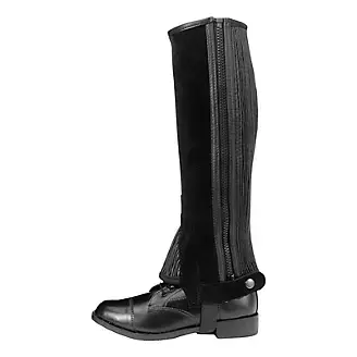 Tough 1 Black Leather Half Chaps 63-66-2-103 Large - Nelson Royal's