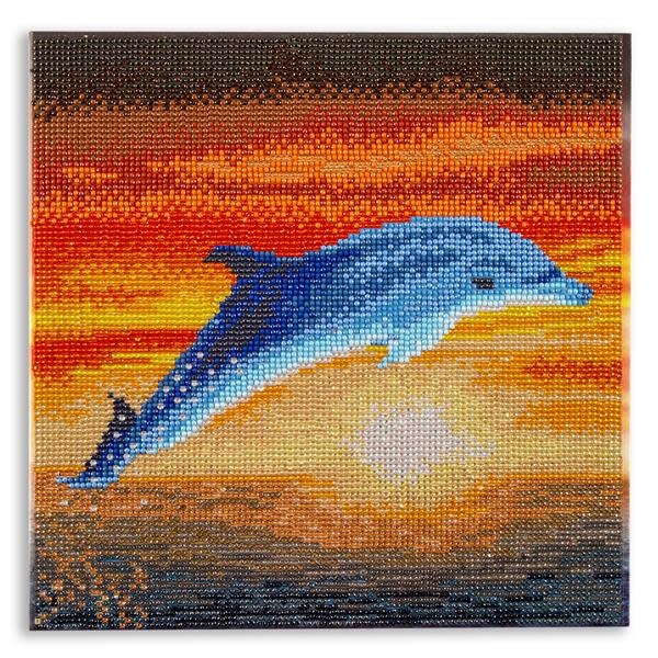 D.I.Y Crystal Art Kit Crystal Art Medium Framed Kit - Dolphin Sunrise ...