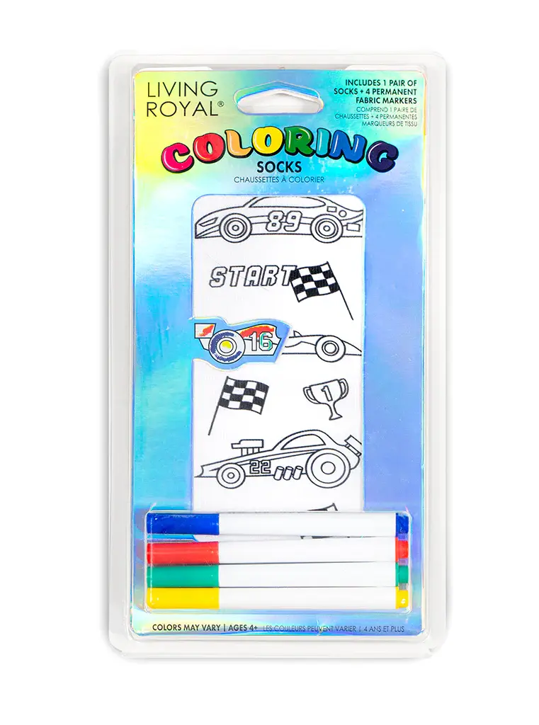 Living Royal Race Car Colouring Socks - Tumbleweed Toys