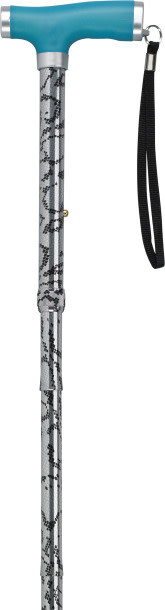 Folding Cane with Glow Gel Grip Handle, Light Blue - Broadway Home Medical