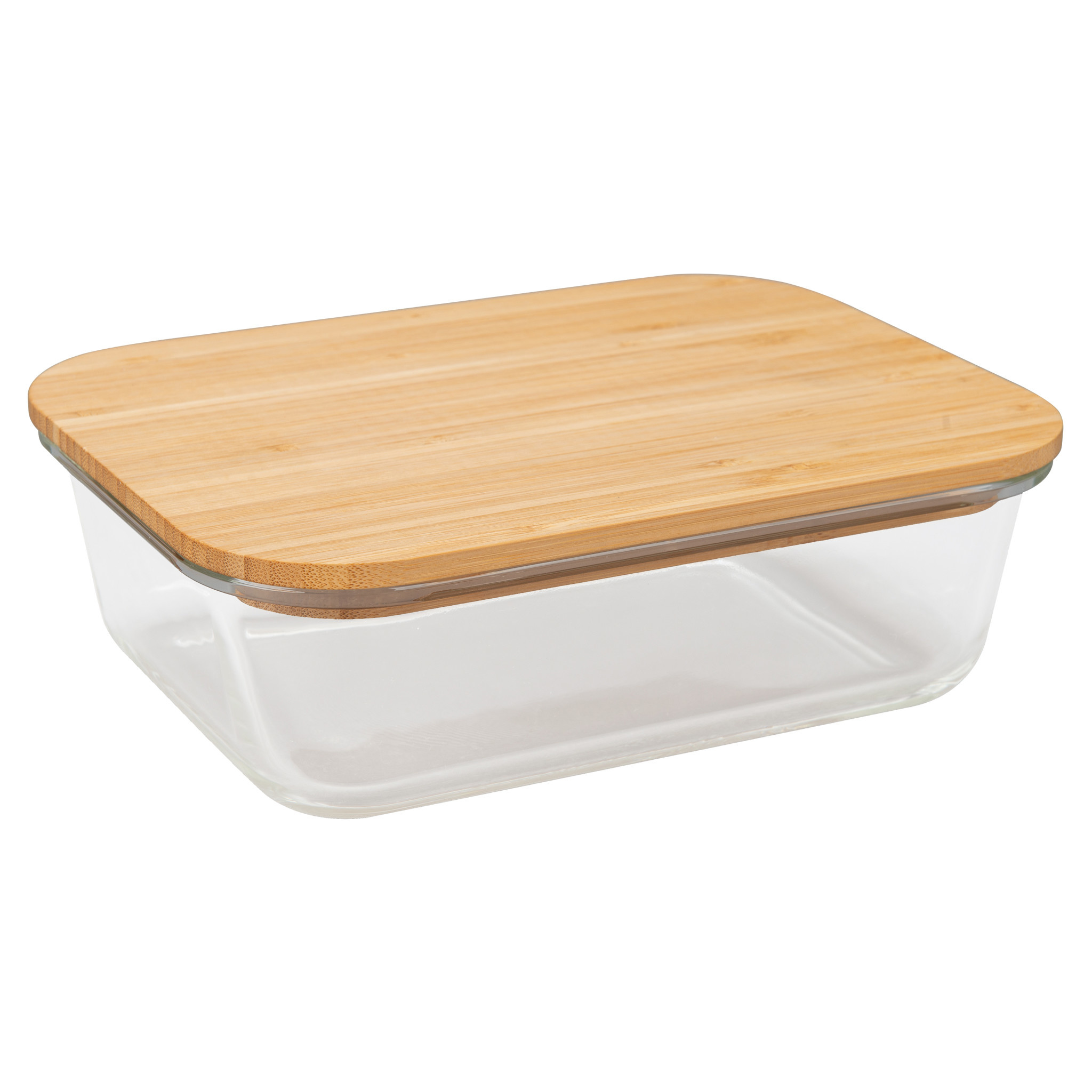 BIA - Rectangular Glass Container with Bamboo Lid 8 oz - The Farmer's House
