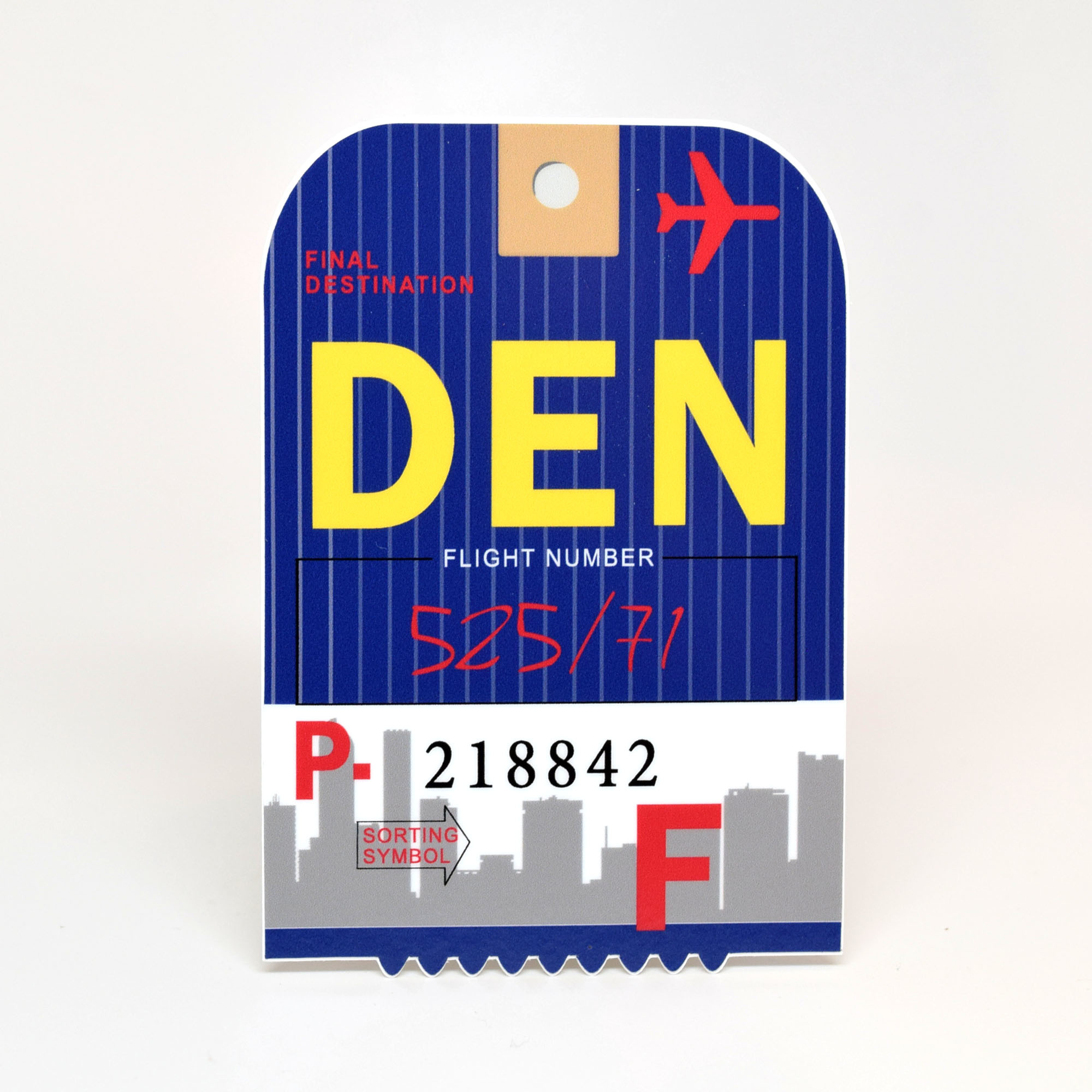 Baggage Tag Die-Cut Sticker-DEN - Planewear