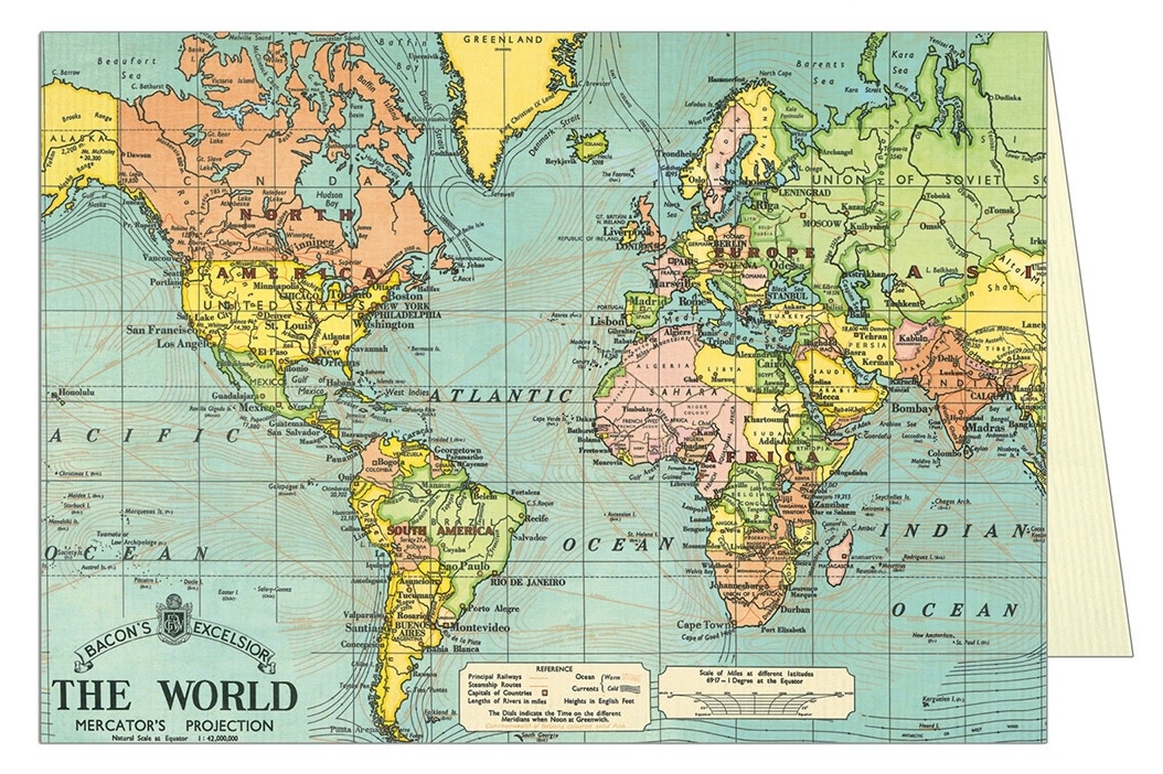 World Map Greeting Card - Planewear