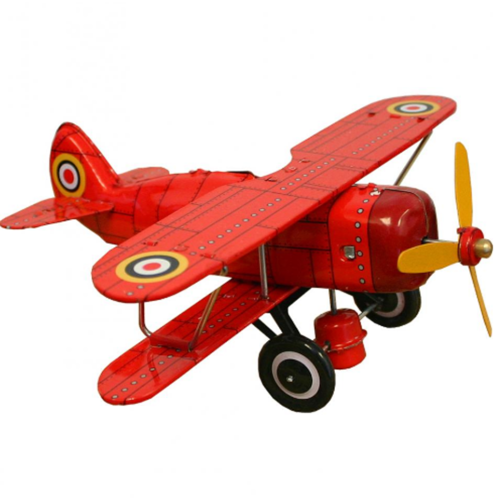 Collectible Tin Toy - Red "Curtis" biplane - Planewear