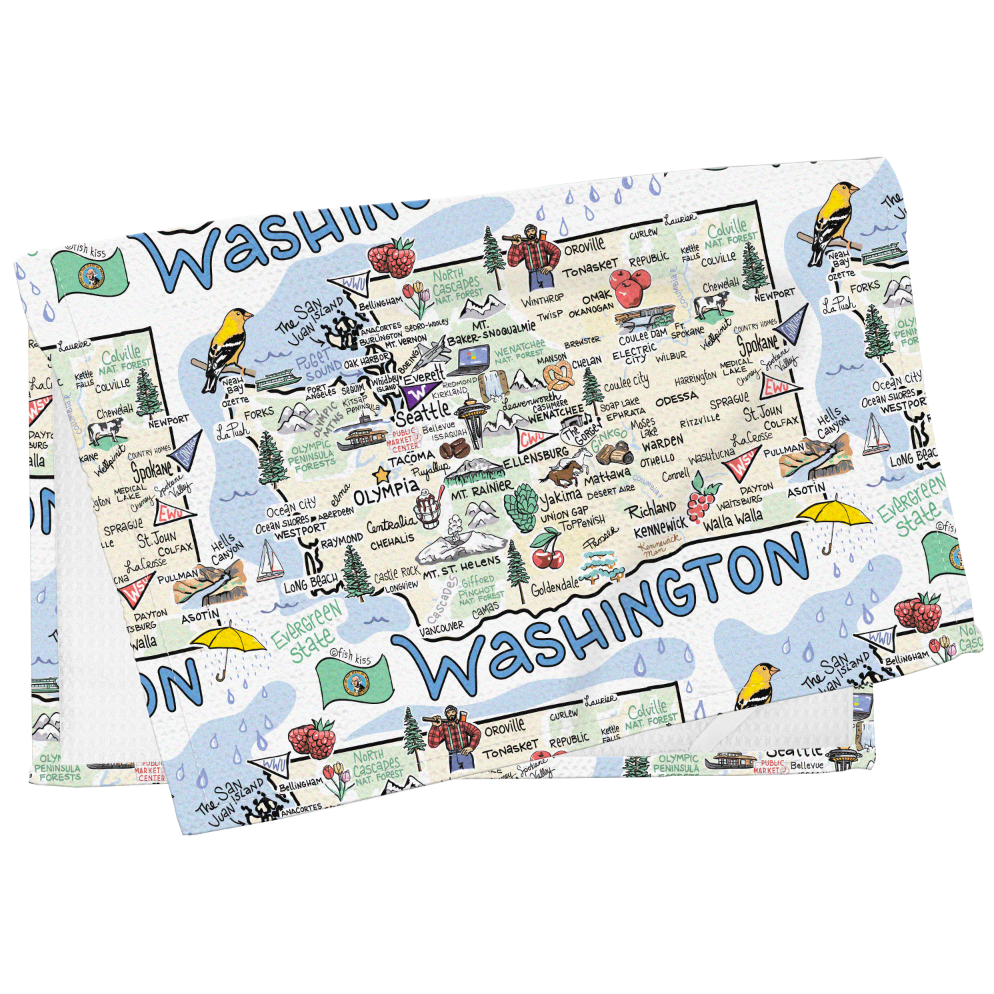 Washington Map Tea Towel - Planewear
