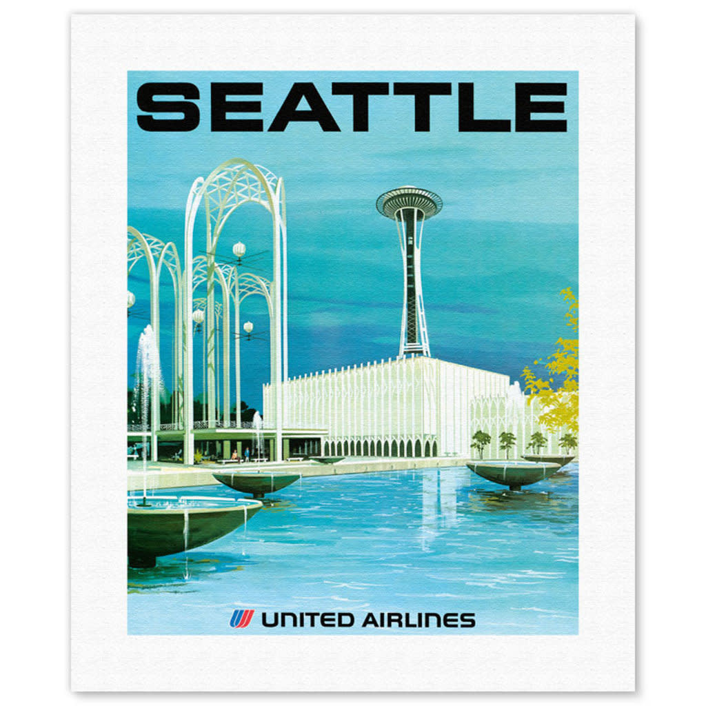 United Airlines Seattle Center Greeting Card - Planewear