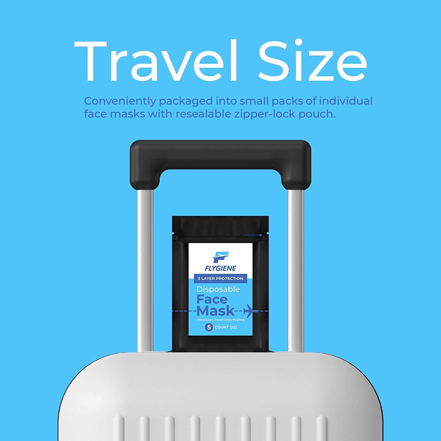 FLYGIENE Disposable Travel Face Mask 5 Count Black - Planewear