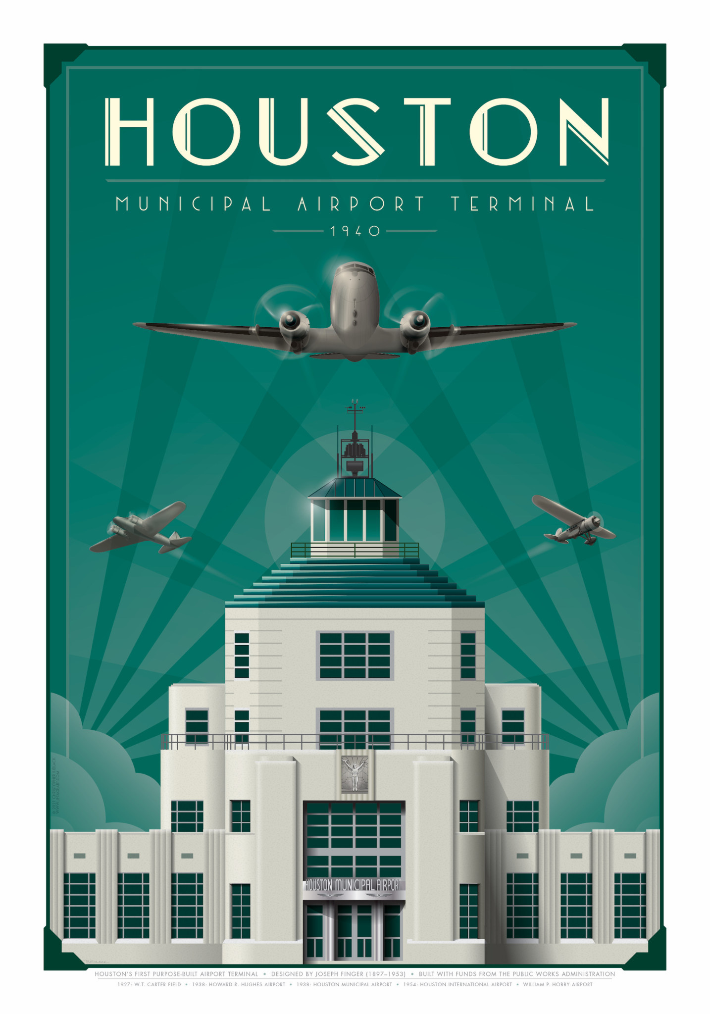 Art Print: Jet Age Houston Air Terminal 1940 ️ - Planewear