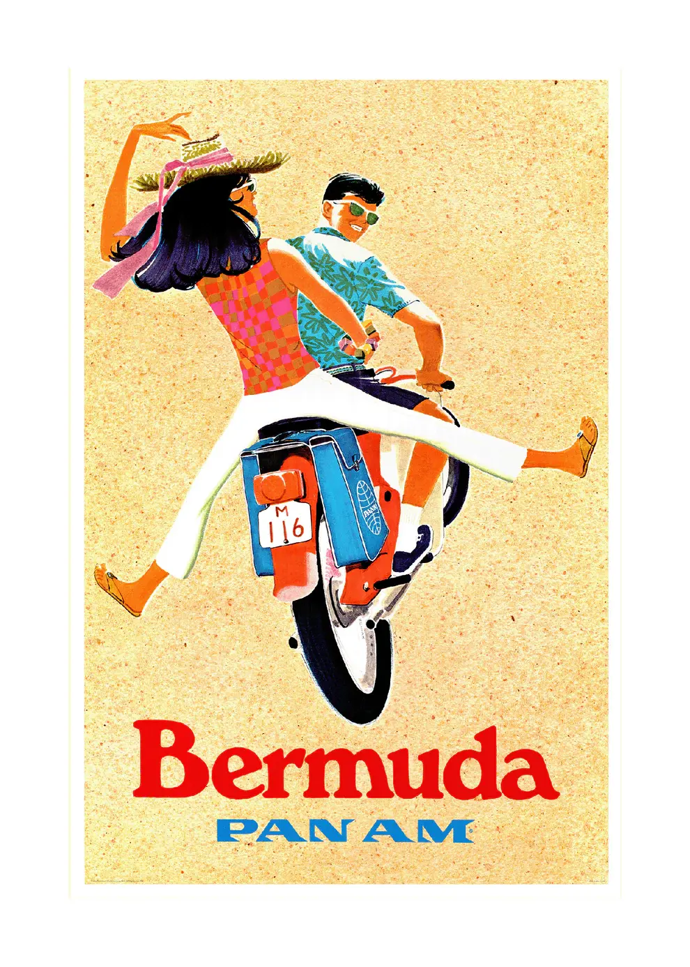 Poster: Pan Am Bermuda, 1960s 'Scooter Riders' ️ - Planewear