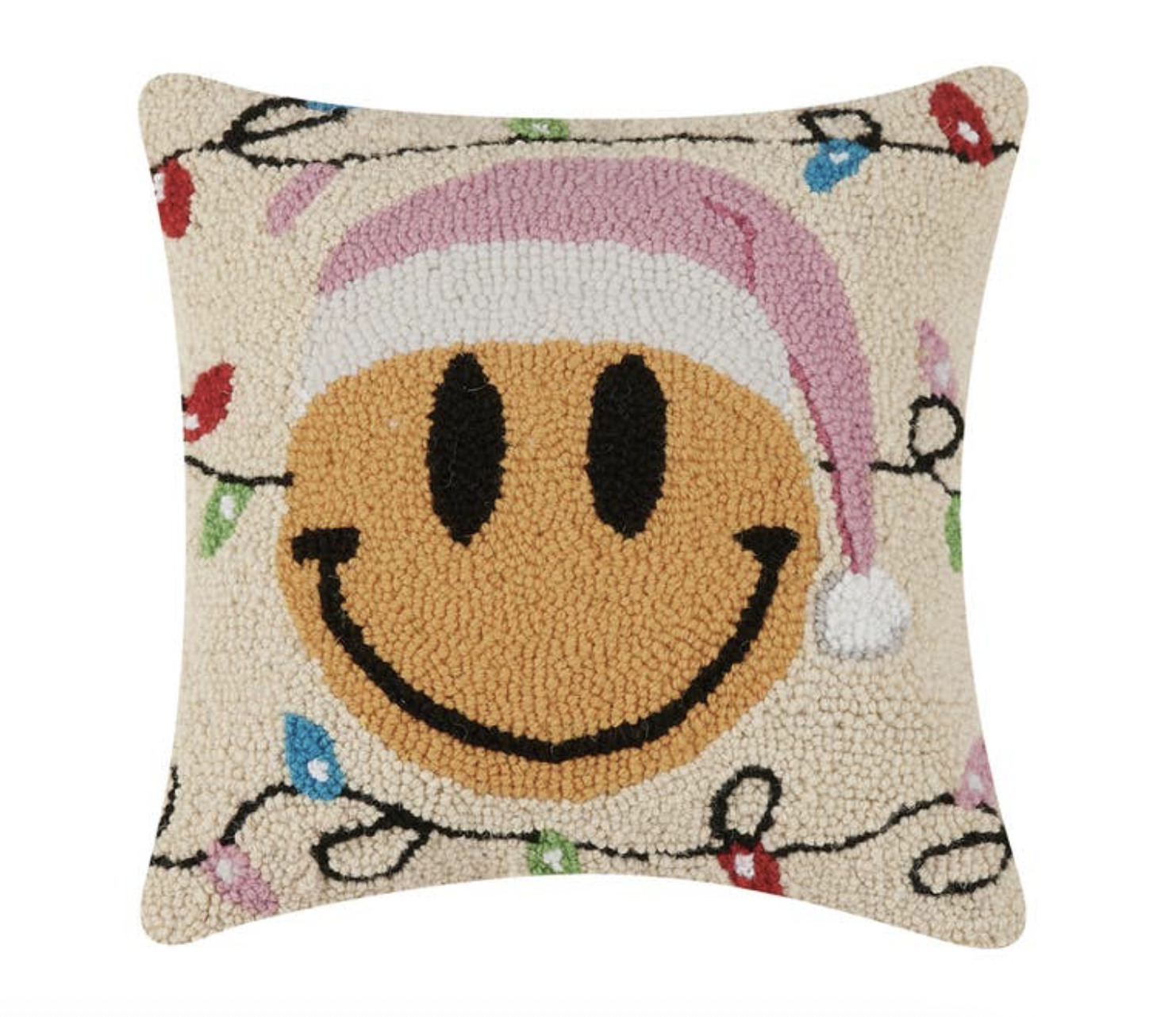 Pink Santa Hat Smiley Face Hook Pillow - Venture Quality Goods