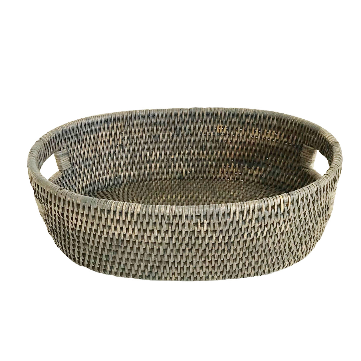 MATAHARI - Oval Bread Tray w/Handles - Grey Wash - Bacci's