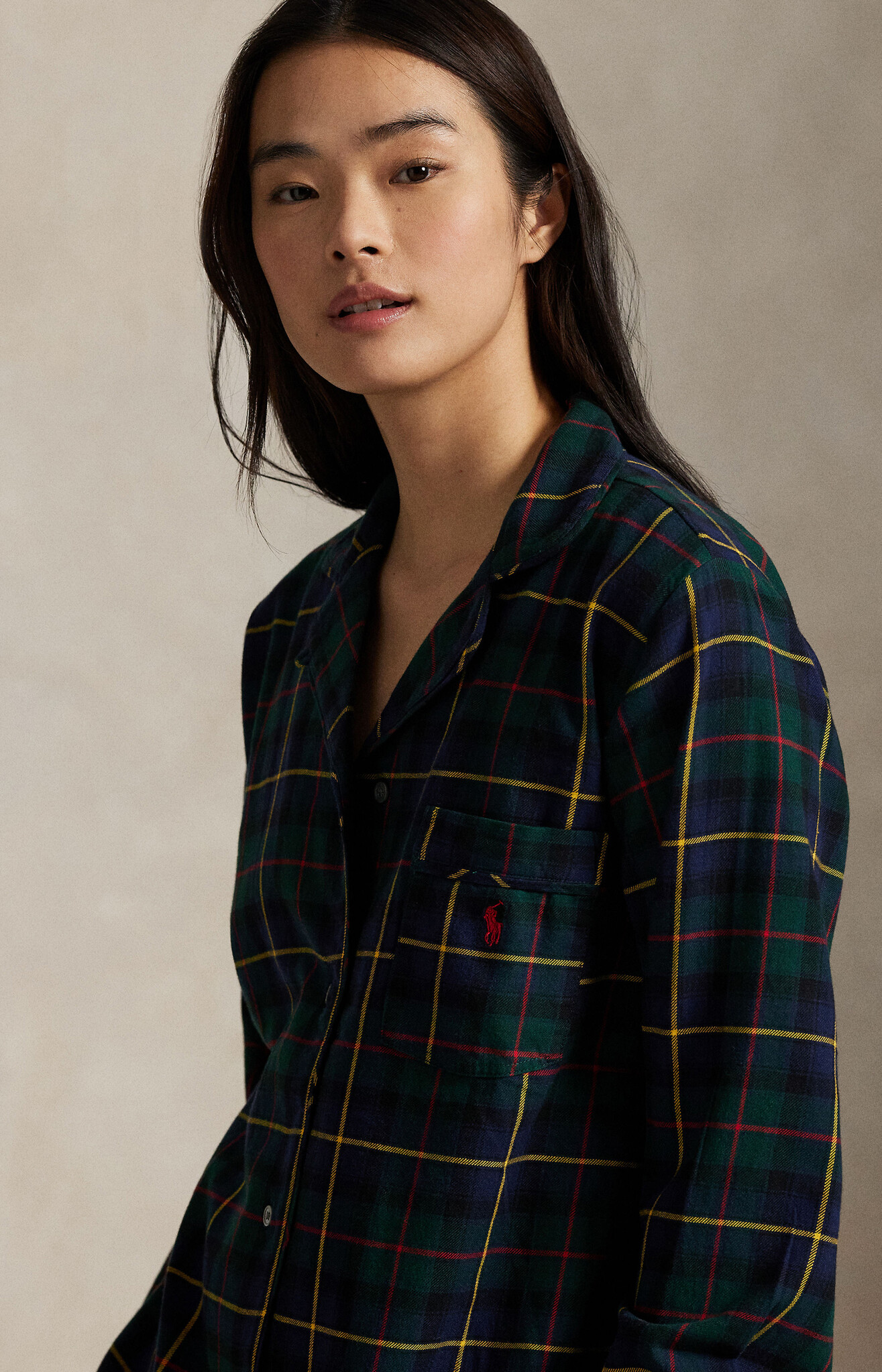 Polo Ralph Lauren Camp Collar Plaid Cotton Flannel Sleepdress 4P0559R3 ...