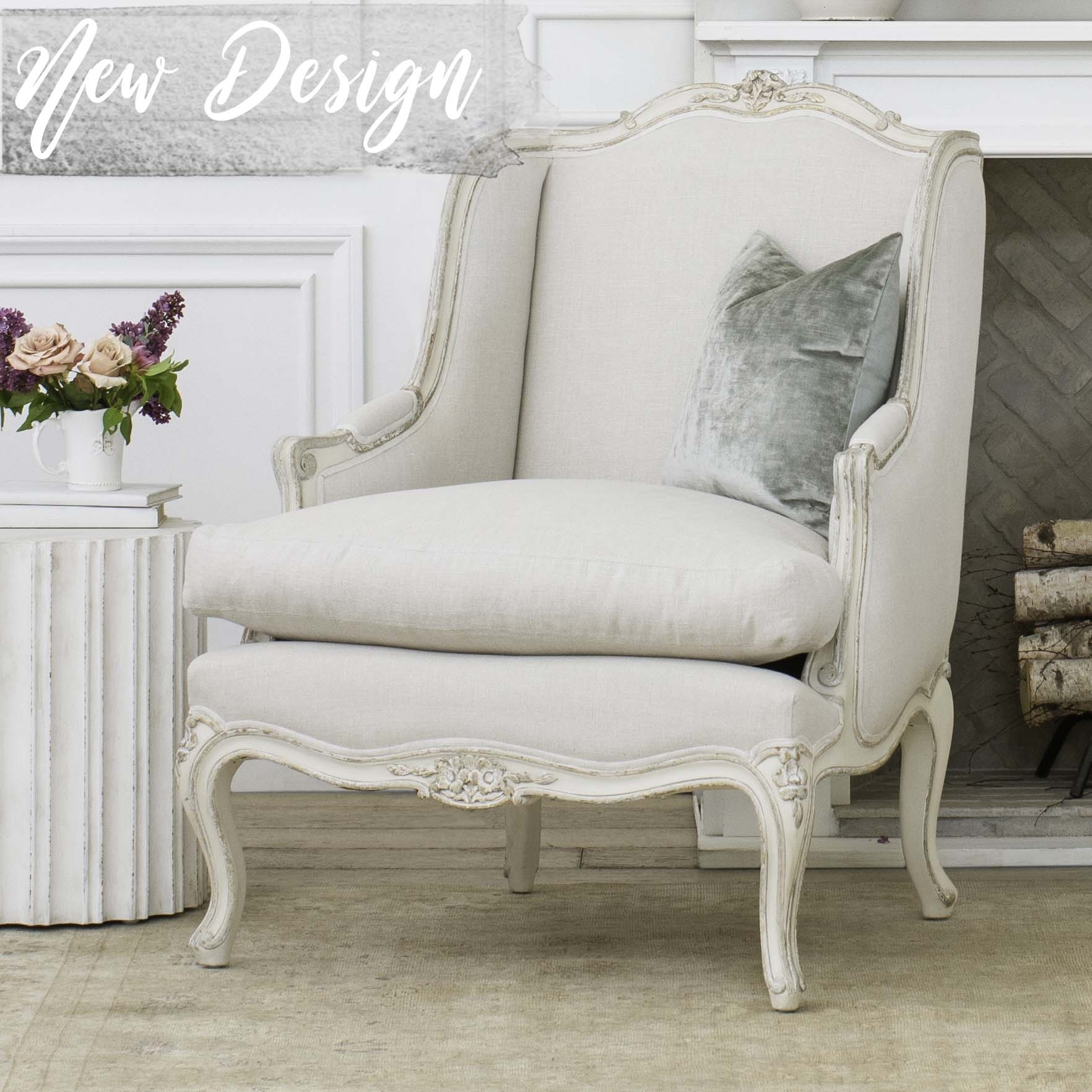 Bergere Chair in Harvest Linen Gold Highlights Maison Blue