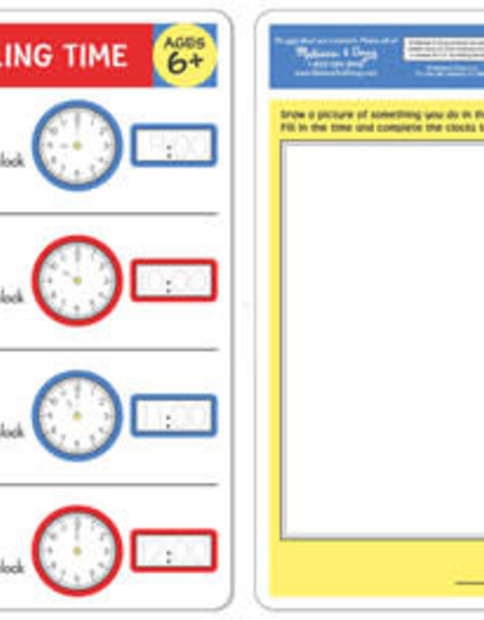 Telling Time Write-a-Mat - The Toy Quest
