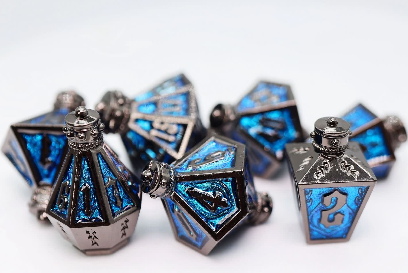 Foam Brain Metal Dice: Moonlit Lantern - Midnight Frostfire | RPG Dice ...