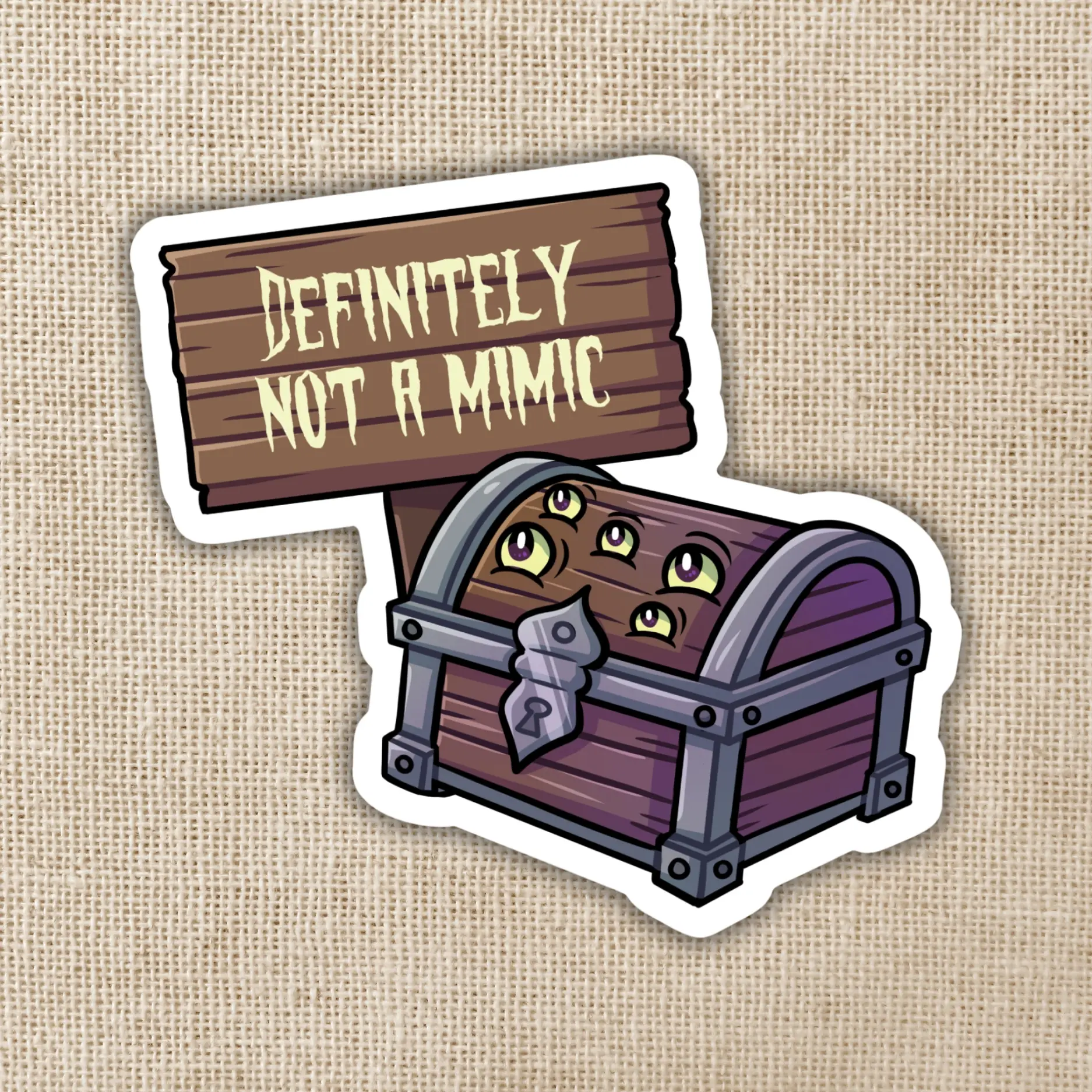 Kingdom of Threads Sticker: Mimic Treasure Chest - 3" - The Wandering ...