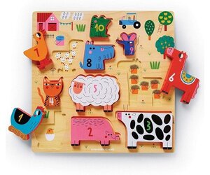 Stacking wood puzzle barnyard 10pc - Begbie Kids