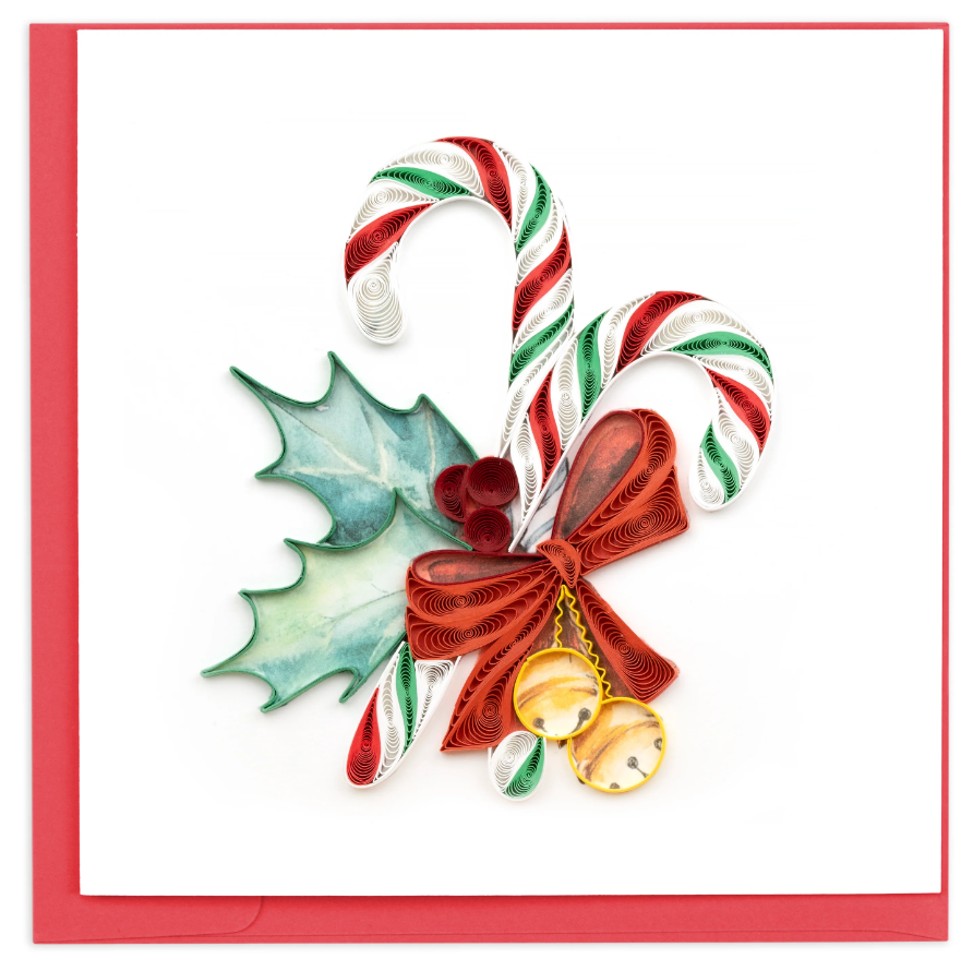 Quilled Candy Canes Card, Vietnam - Village Goods