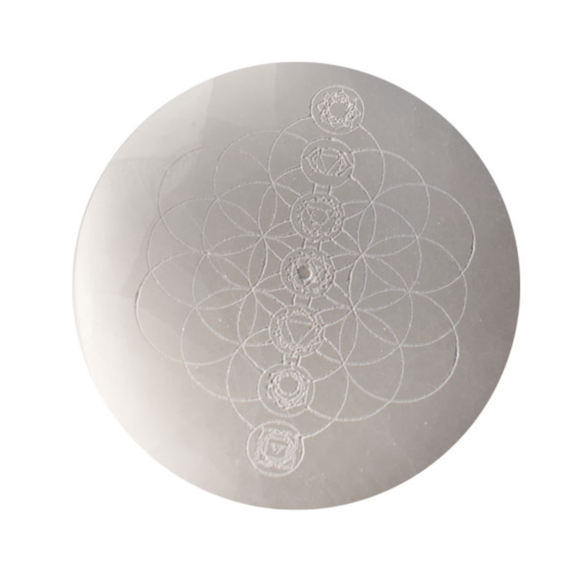 Chakra Flower of Life Round Selenite Incense Burner - BOB Headquarters