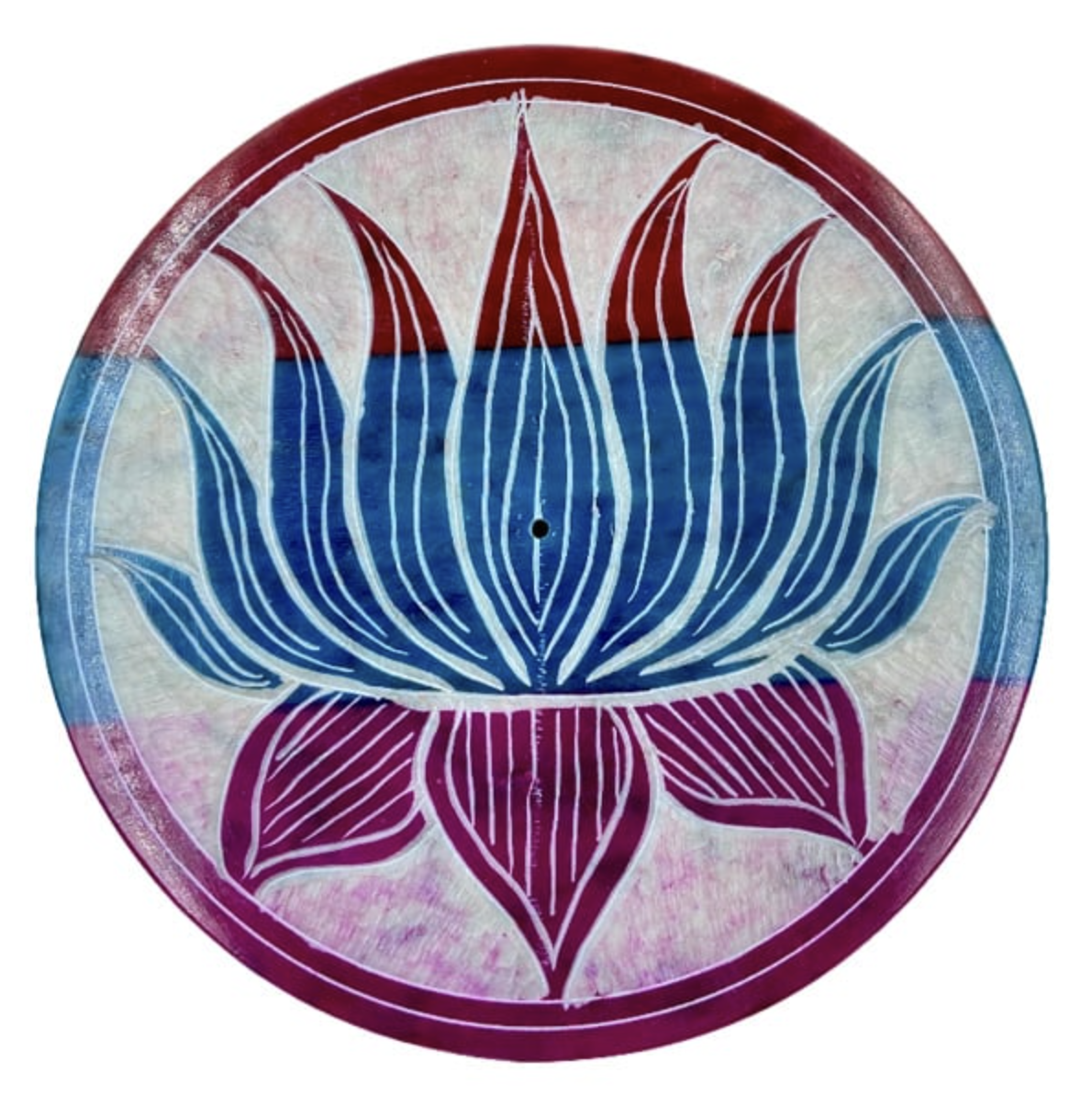 Rainbow Lotus Round Soapstone Incense Burner - BOB Headquarters