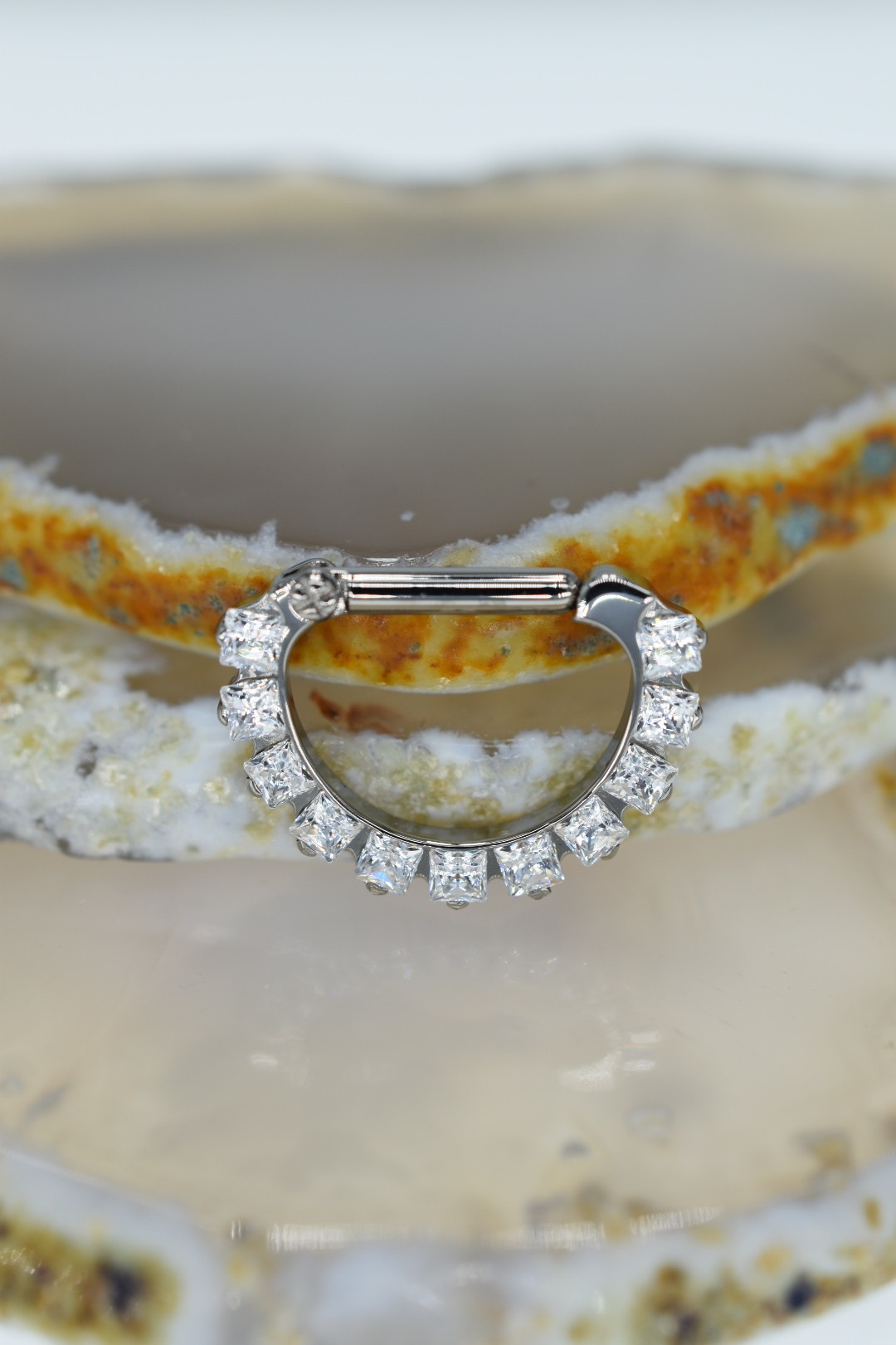 Septum Clicker 14g 5/16” Princess Cut White CZ - Enigma Professional ...