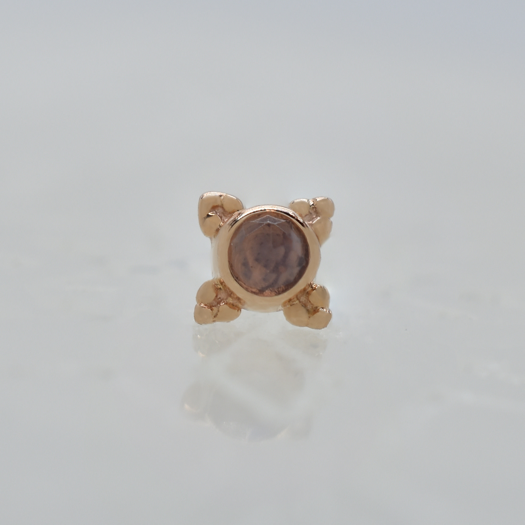 BVLA threadless 5mm Mini Kandy RG with 2mm faceted Oregon Sunstone ...
