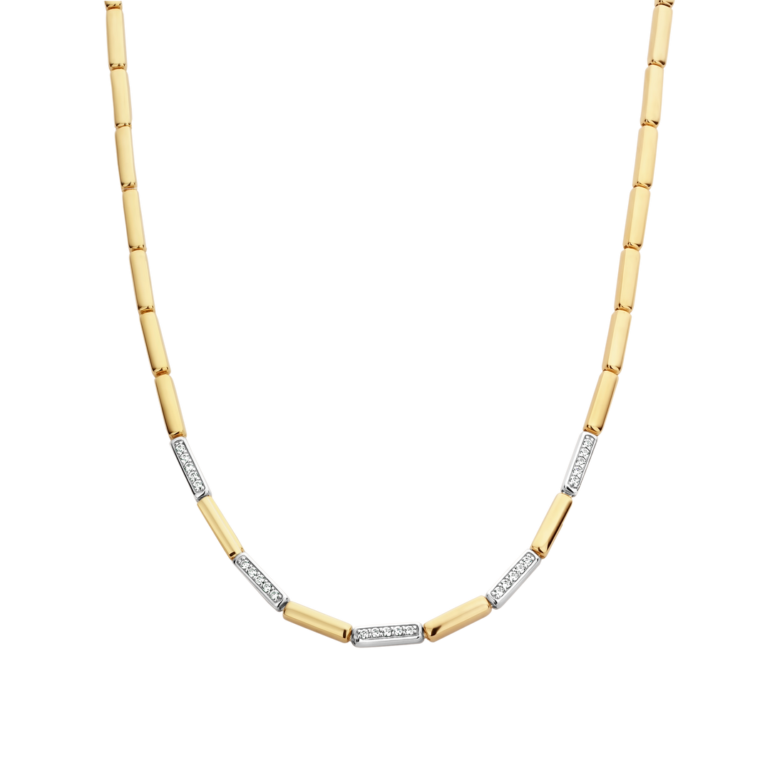 SS/GP Segment Necklace w CZs 16.5" - Expressions Jewelers