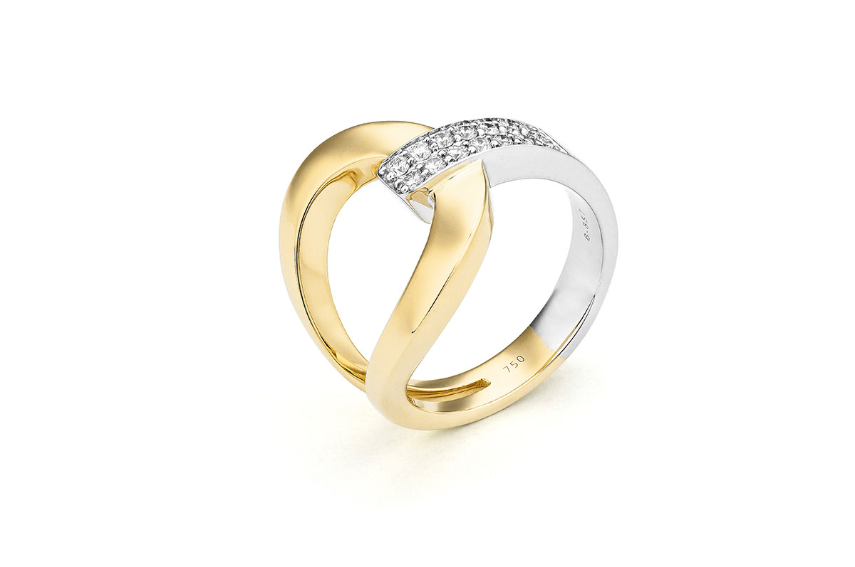 Two-Tone Gold Interlocking Diamond Ring - Expressions Jewelers